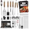 Dyiom 38-Piece Stainless Steel BBQ Grill Accessories Set in Brown ...