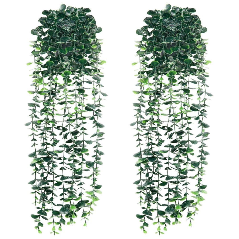 22.05 in. H Green Artificial Hanging Eucalyptus Plants, Faux Hanging ...