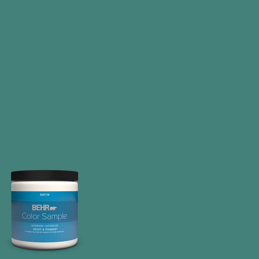 BEHR PREMIUM PLUS 8 oz. #M450-6 Bubble Turquoise Satin Enamel Interior ...