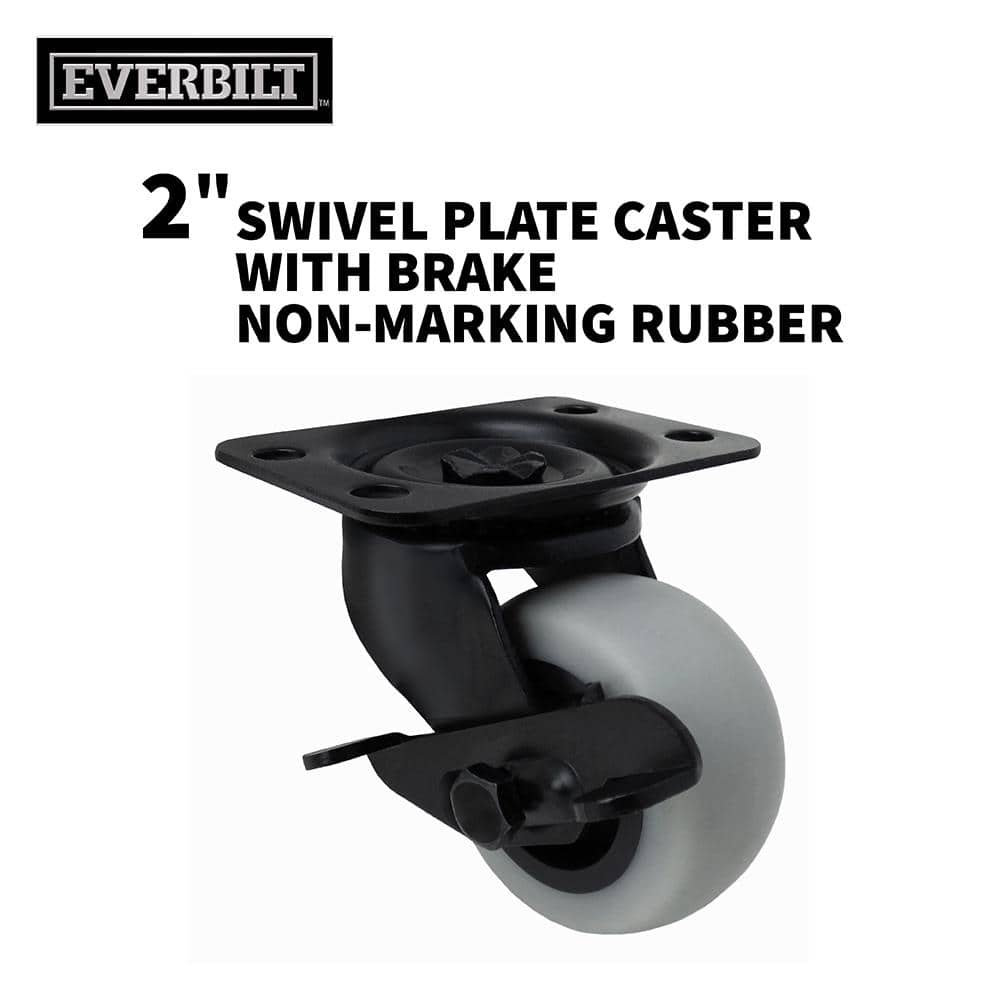Everbilt 2 in. Gray Rubber Like TPR and Black Steel Swivel Plate Caster ...