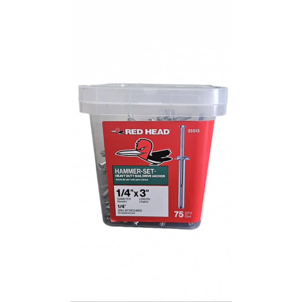 Red Head 1/4 in. x 3 in. Hammer-Set Nail Drive Concrete Anchors (75 ...