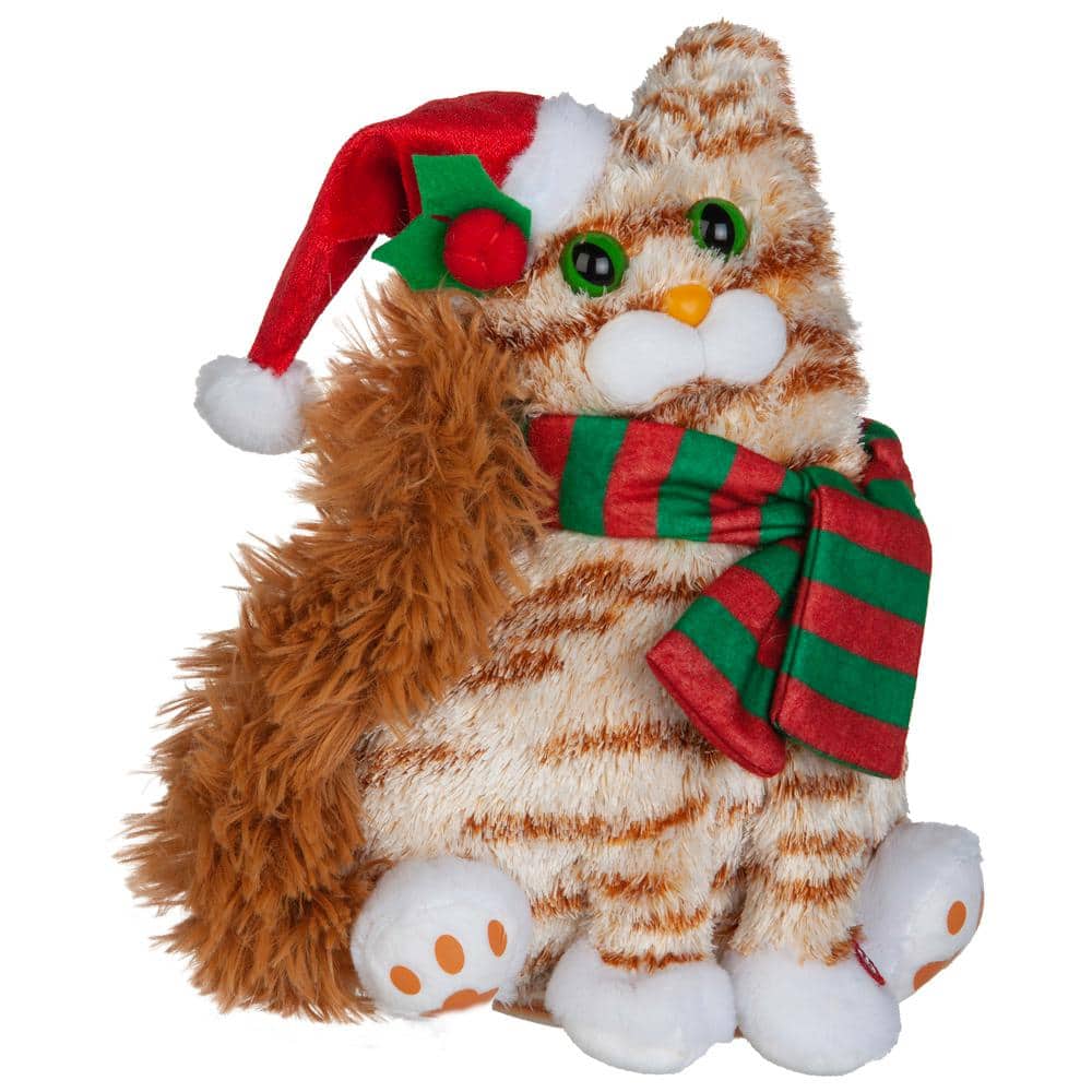Home Accents Holiday 9.84 in. Christmas Animated Plush Epic Kitty ...