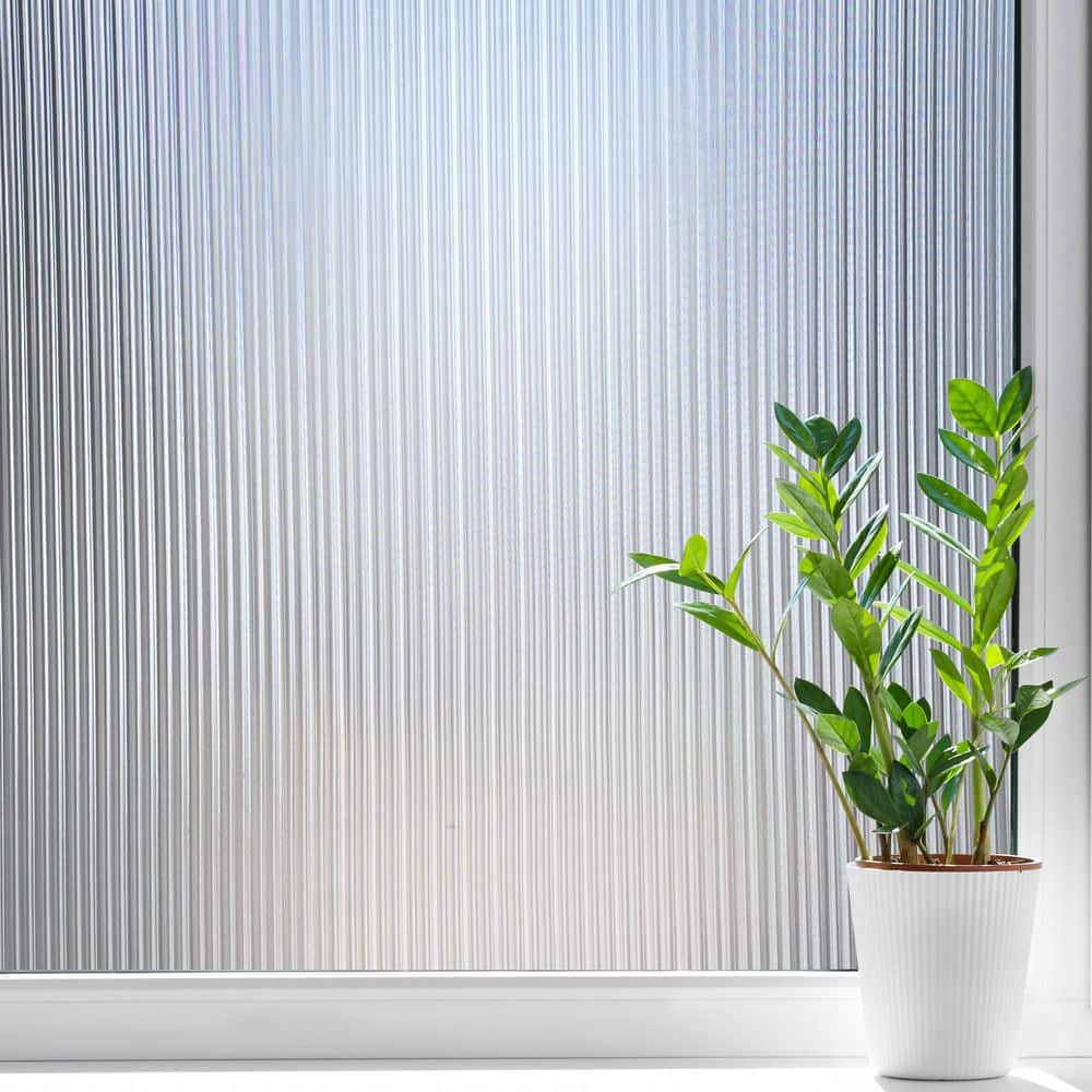 HIDBEA 23.6 in. W x 78 in. L Reeded Non-Adhesive Decorative Window Film ...