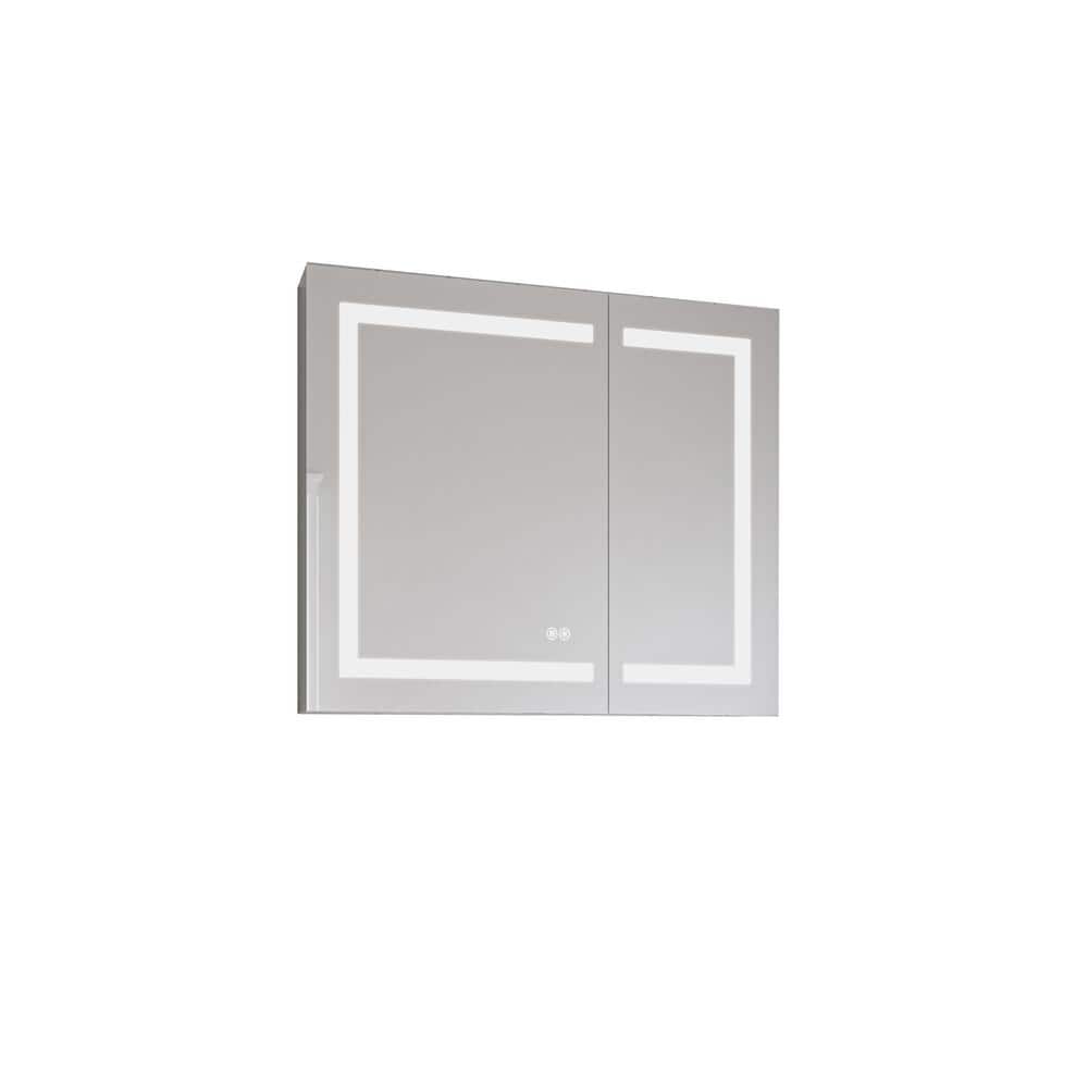 TOOLKISS 36 in. W x 30 in. H Rectangular LED Silver Aluminum Recessed ...
