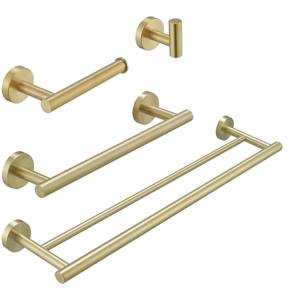 BWE 4-Piece Bath Hardware with Towel Bar Towel Rack Towel and Toilet ...