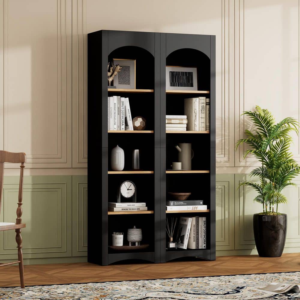 Nestfair 72 in. Tall Wood 5-shelves Bookcase with Storage Cabinet and ...