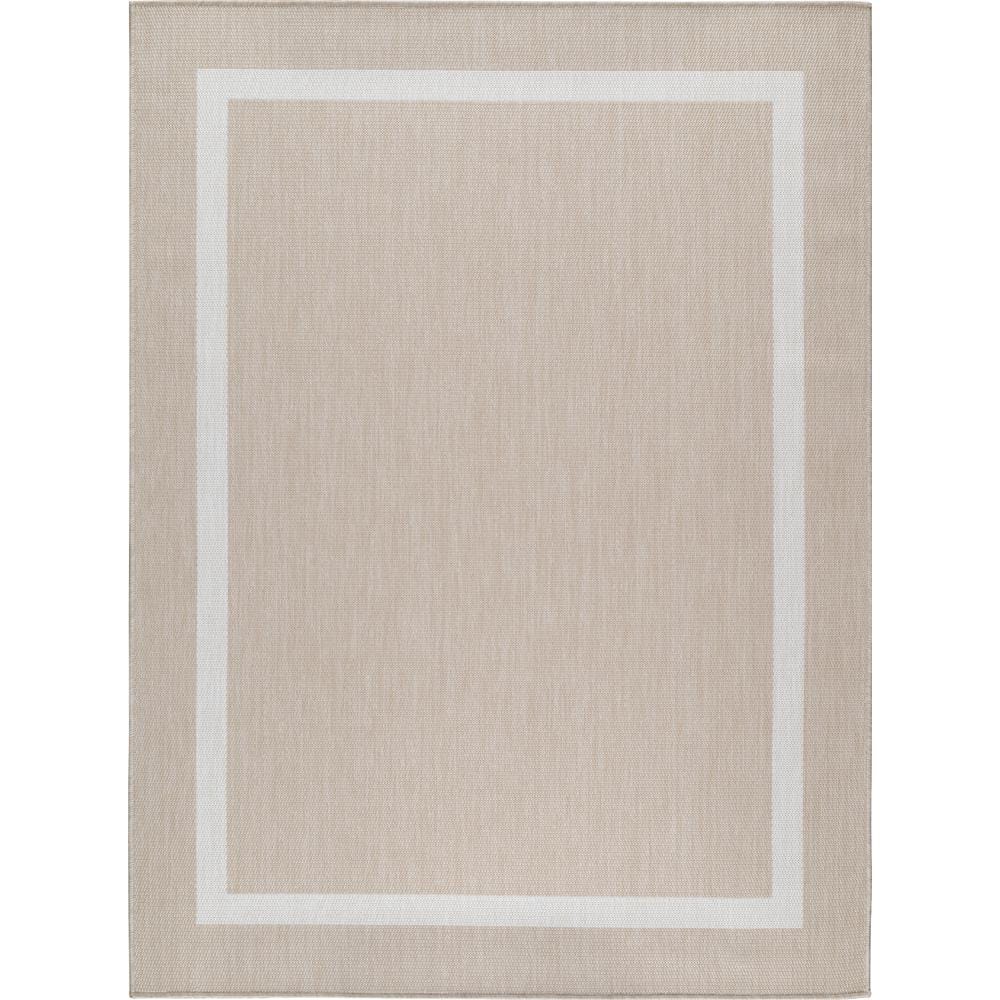 Beverly Rug 9 X 12 Beige White Waikiki Modern Bordered Indoor Outdoor ...