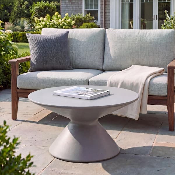 CHRISTOPHER KNIGHT HOME Vyro Modern Patio Gray Stone Round Indoor and ...