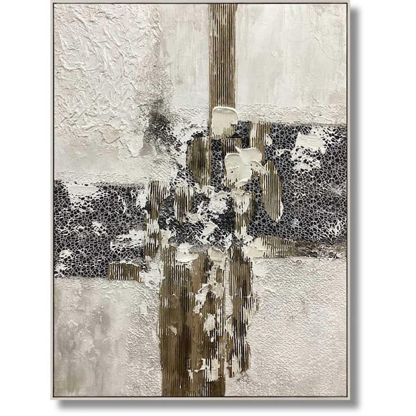 Classy Art 1-Piece Framed Mixed Media Abstract Wall Art 48 in. x 36 in ...