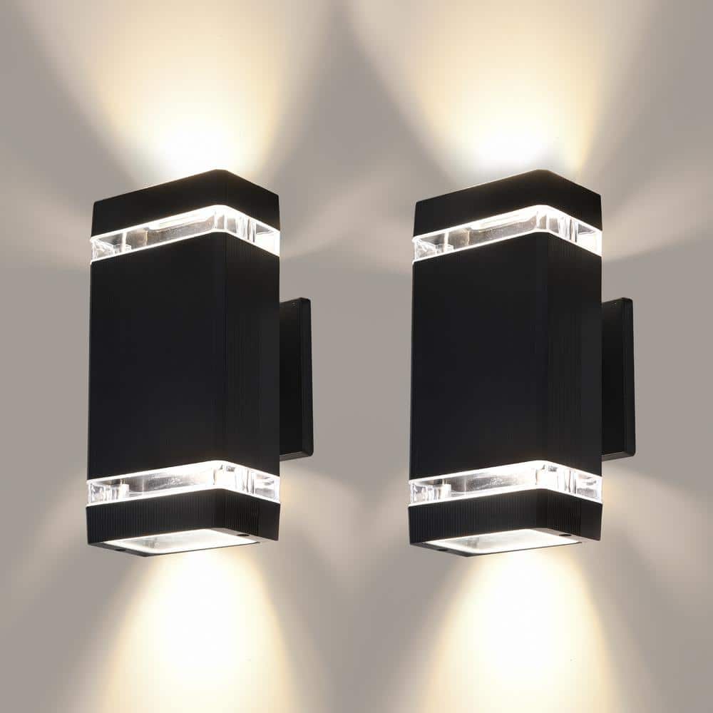 BLUEX BULBS 2-Light Warm White Wall Sconce LED Black Up Down with 7 ...