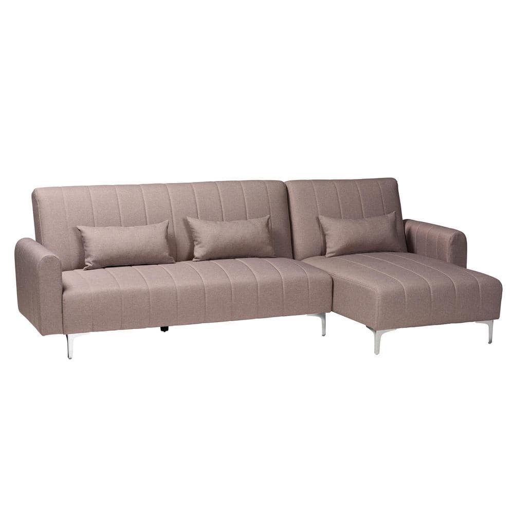 Baxton Studio Lanoka 103.1 in. Clay Fabric Twin Size Sofa Bed 245-13752-HD - The Home Depot