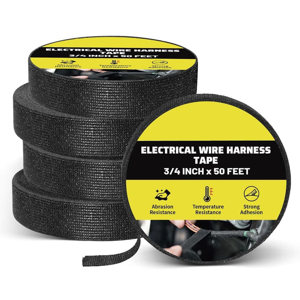 Yichuhaoxi 3/4 in. x 50 ft. Electrical Wiring Harness Tape Black 5-Pack ...