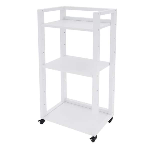 3-Tier Floor-Standing Movable Printer Stand Adjustable Storage Shelf ...