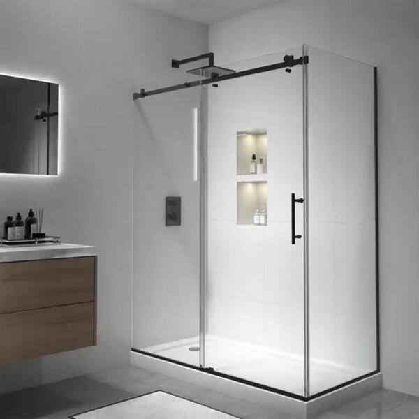 INSTER VENUS 48 in. W x 76 in. H Sliding Frameless Corner Shower ...