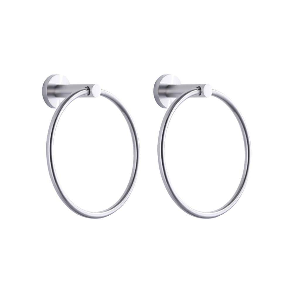 WOWOW Brushed Nickel Wall Mounted Double Towel Rings in Stainless Steel ...