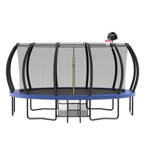 SUNRINX 12 ft. Blue Round Trampoline with Safety Enclosure Net and ...