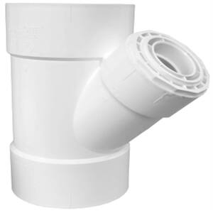 Charlotte Pipe 6 in. x 6 in. x 4 in. PVC DWV Hub x Hub Sanitary Tee Reducing PVC 00401 2200 ...