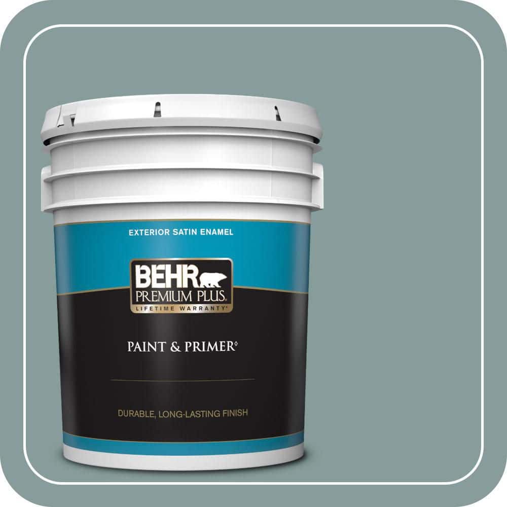 BEHR PREMIUM PLUS 5 gal. #PPU12-04 Agave Satin Enamel Exterior Paint ...