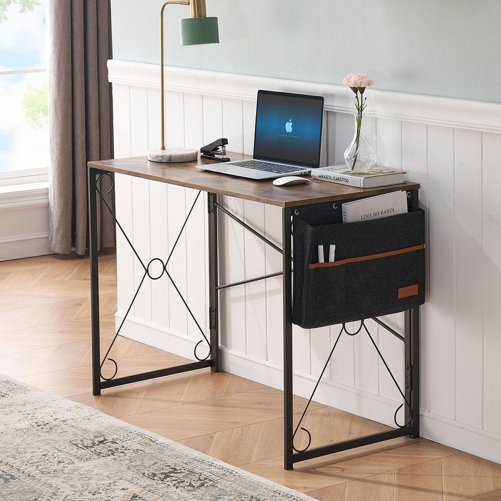 VECELO 39 in. Foldable Computer Desk with Storage Bag, No Assembly ...