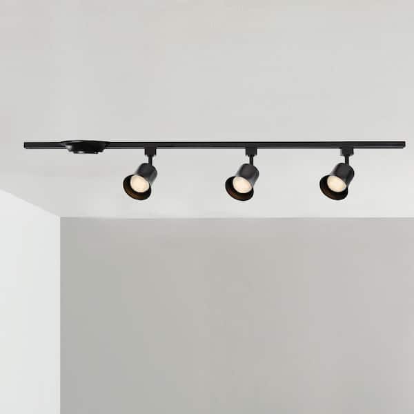 Hampton Bay Black Integrated LED Linear Track Step Head Flared 3-Light ...