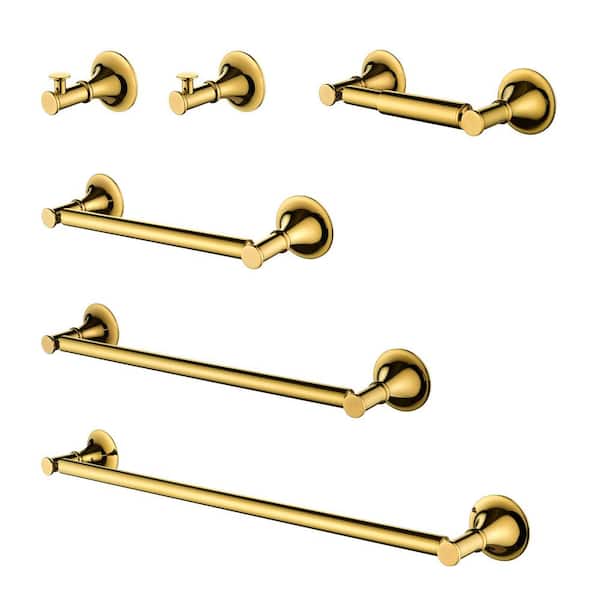 Tahanbath 6-Piece Brass Bath Hardware Set Wall Mount with Hand Towel ...