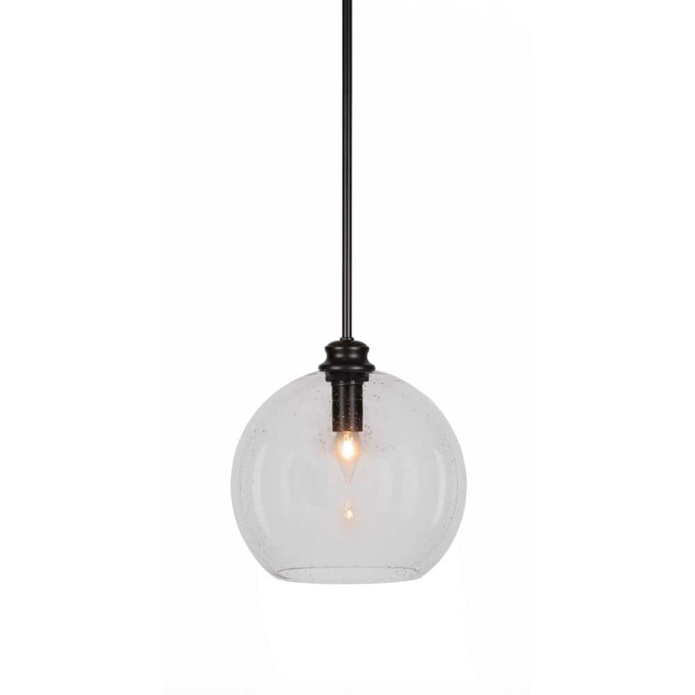Langdale 60-Watt 1-Light Matte Black Shaded Mini Pendant Light with ...