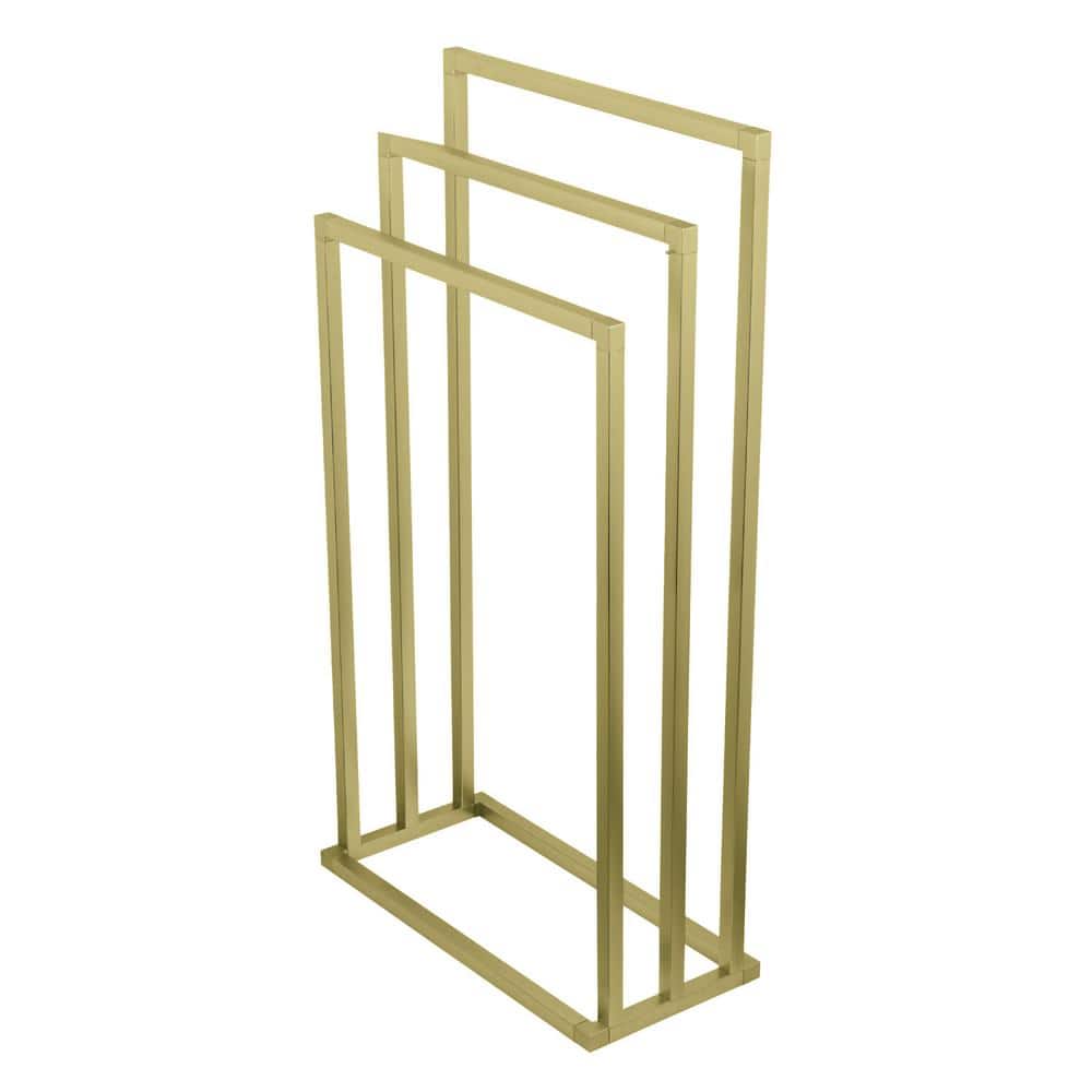 Kingston Brass Edenscape 3-Bar Freestanding Towel Rack in Brushed Brass ...