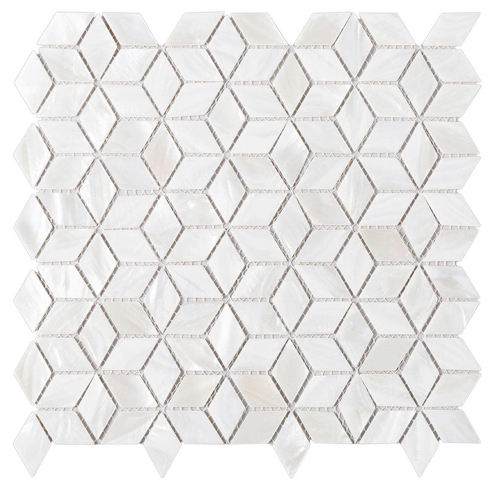 MOLOVO Mother of Pearl White 10.83 in. x 11.03 Squares Glossy Natural ...