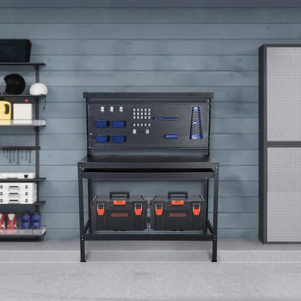 Siavonce 22 in. W x 48 in. D 1-Drawer Tools Cabinet Work Table ...