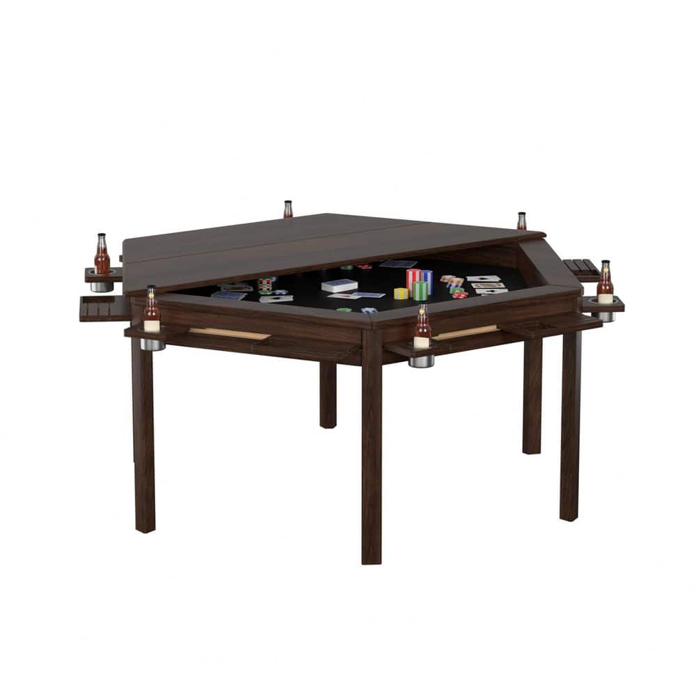 VEIKOUS Wood Poker Table Convertible Gaming/Dining Table for 4-6 People ...