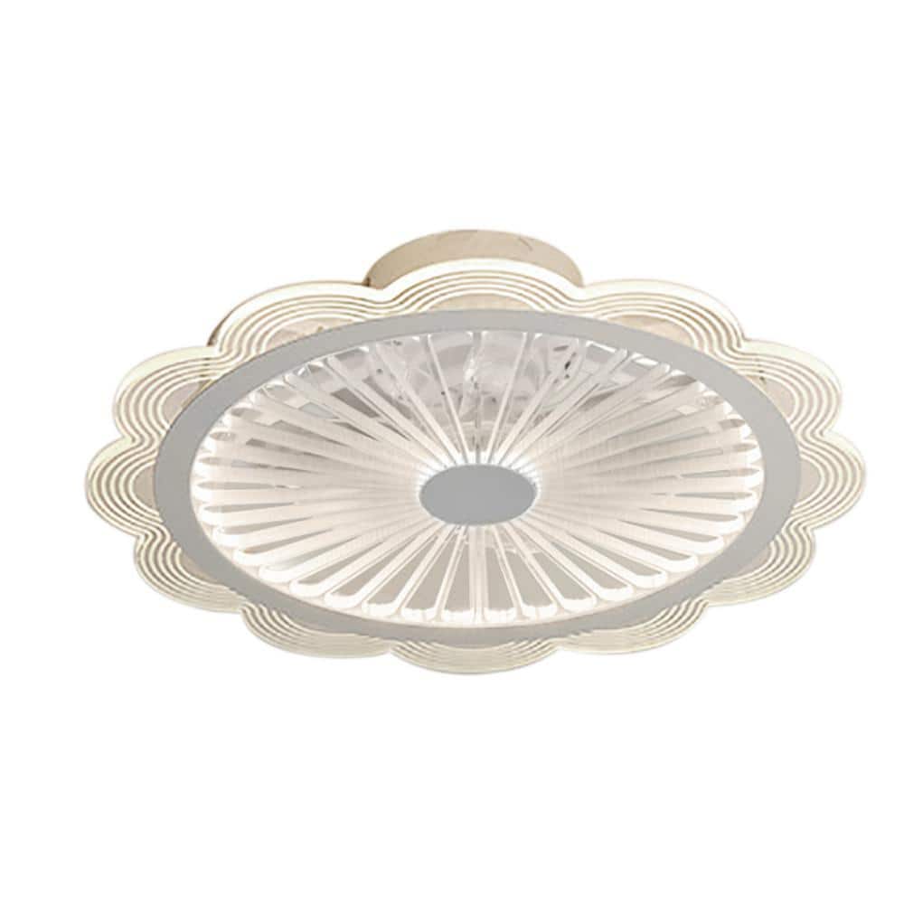 OUKANING 19.7 in. Integrated LED Indoor Modern White Flower-Shaped ...