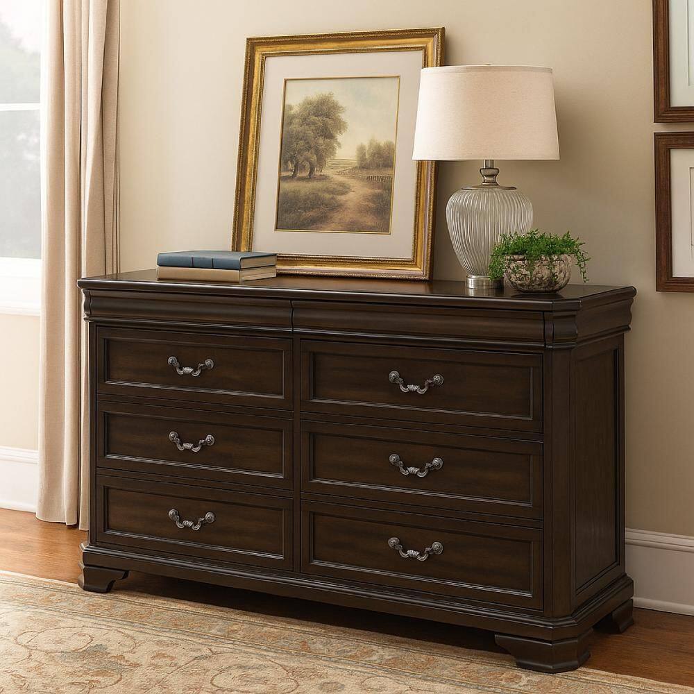 Benjara Brown 6 Drawers 68 in. Wide Chest of Drawers BM329960 - The ...