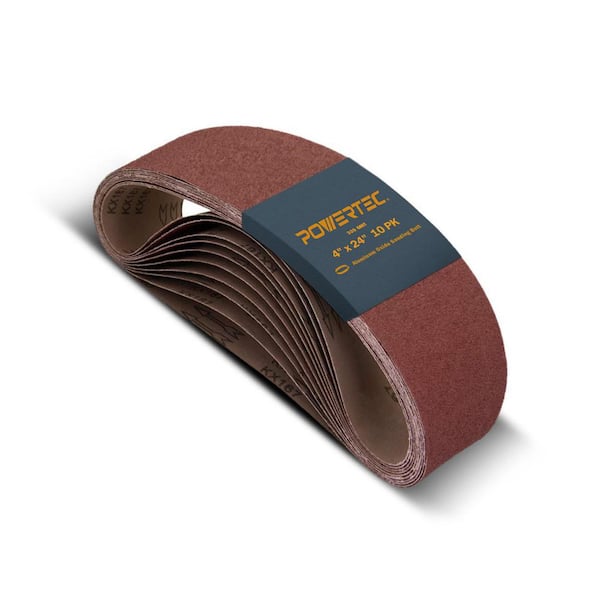 POWERTEC 4 in. x 24 in. 320-Grit Aluminum Oxide Sanding Belt, Sandpaper ...
