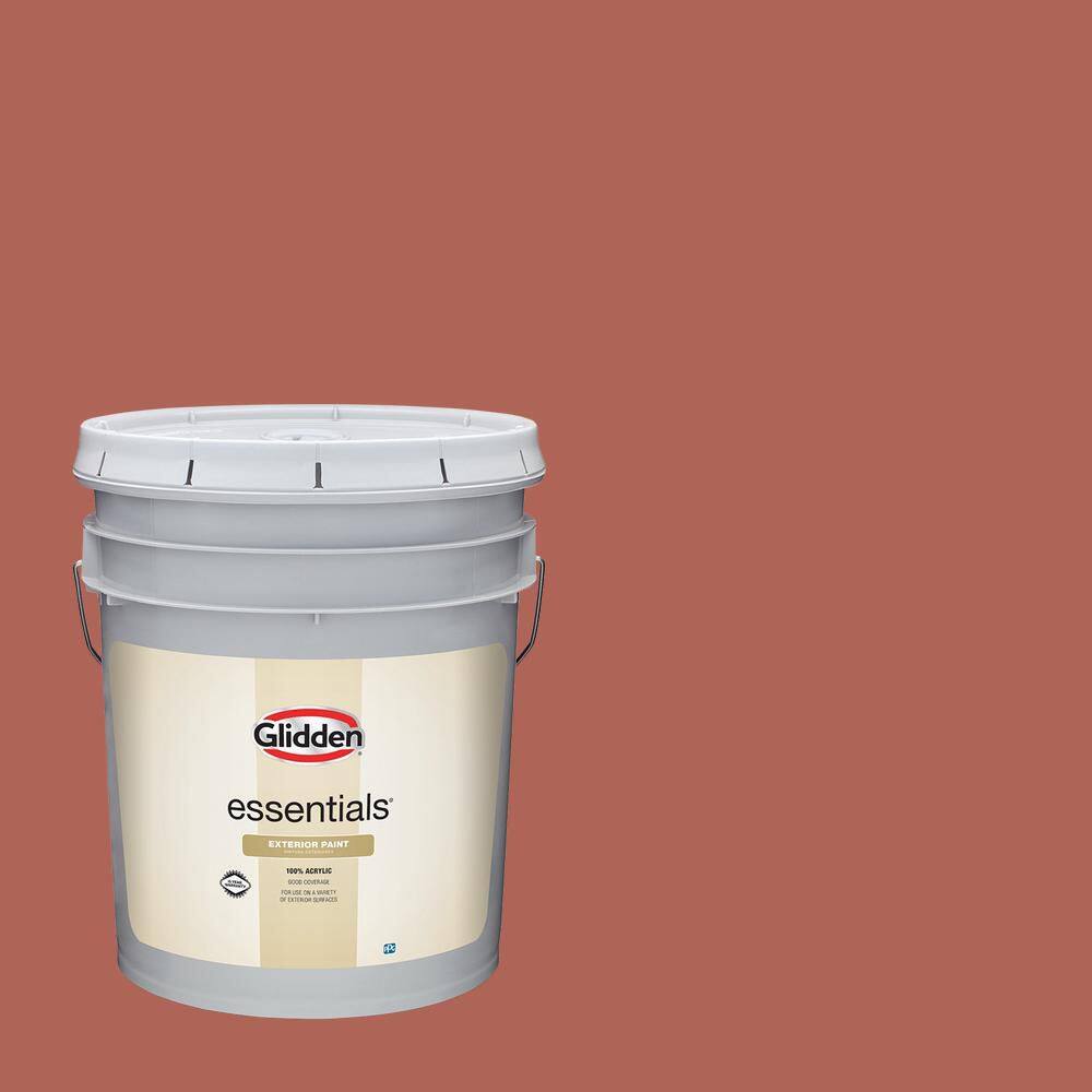 Glidden Essentials 5 gal. Cinnabar Flat Exterior Paint PPG1065-6EX-05F ...