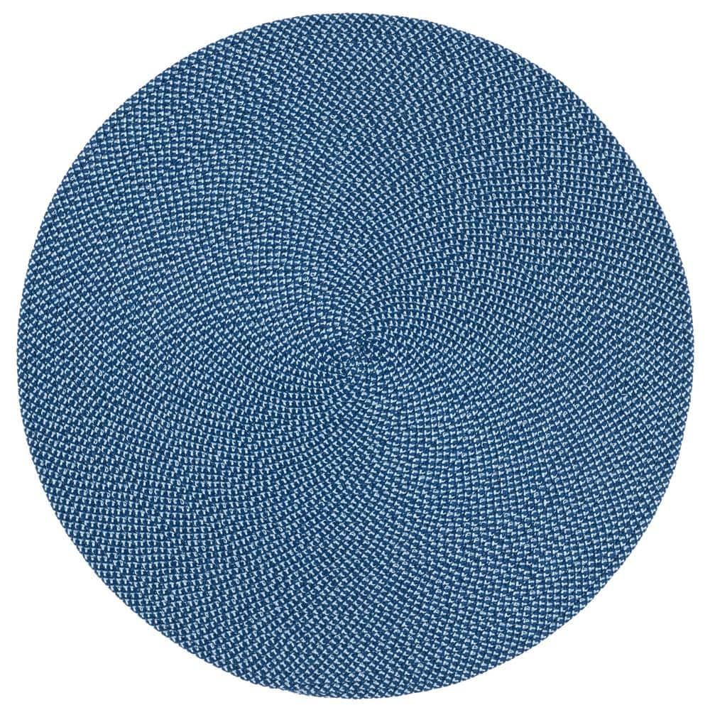 SAFAVIEH Braided Navy Doormat 3 ft. x 3 ft. Abstract Round Area Rug ...