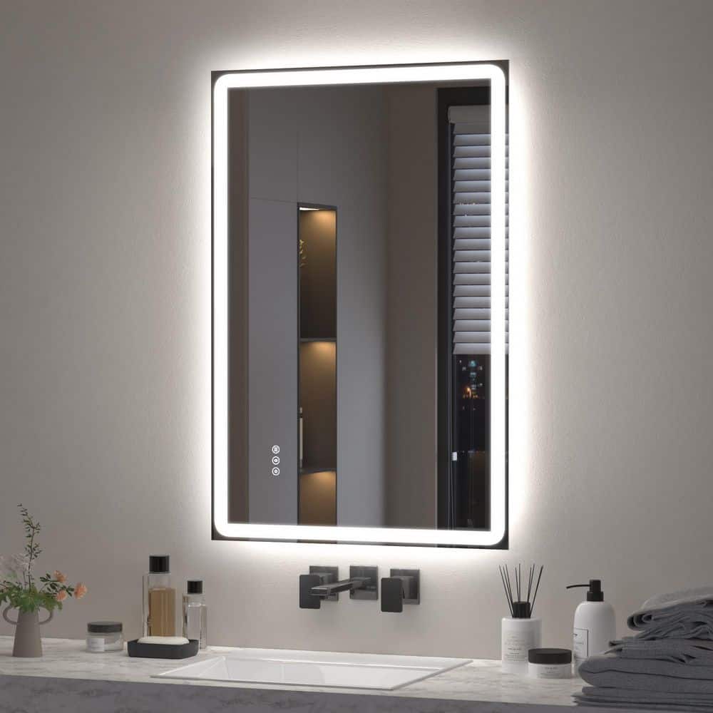 Elevatehome 24 in. W x 36 in. H Modern Rectangular Frameless LED Front ...