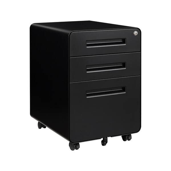 3-Drawer Black Mobile Storage Filing Cabinet CUU931336 - The Home Depot