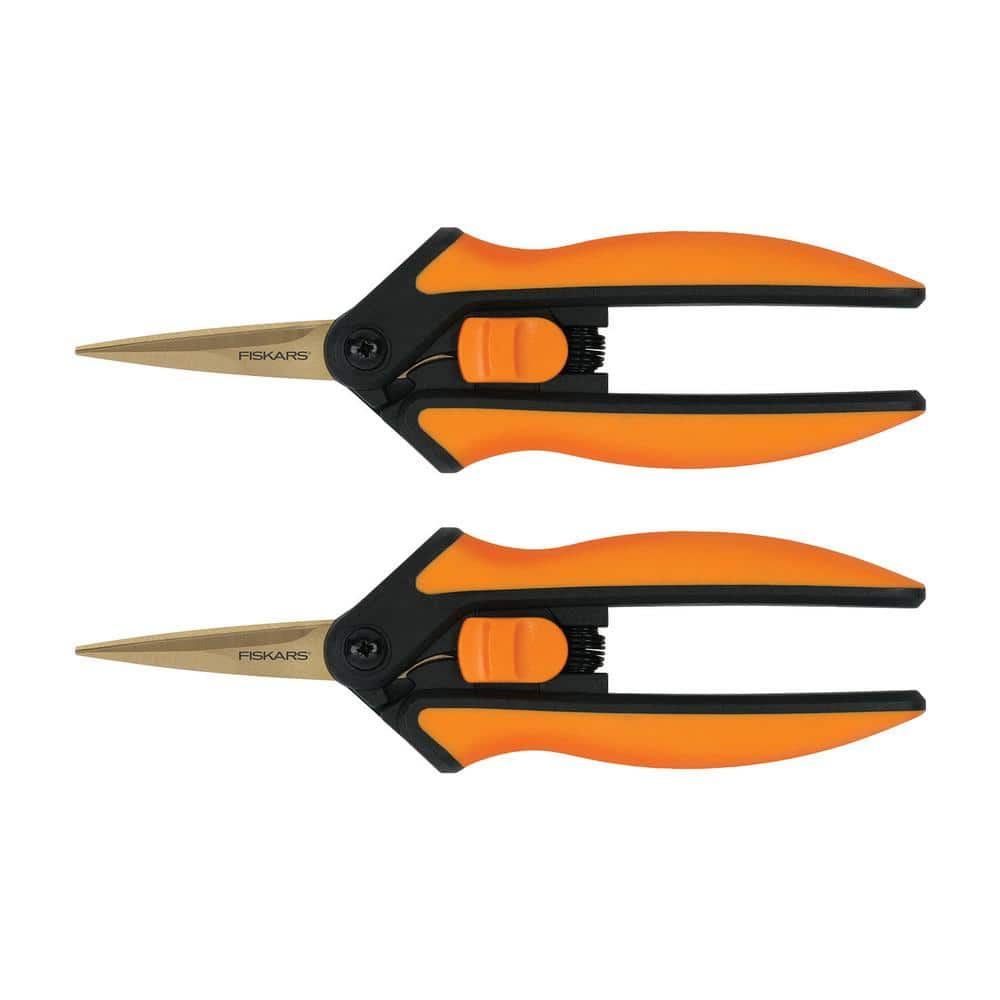 Fiskars 6 in. Titanium Micro-Tip Pruning Shears with Softgrip Handles ...