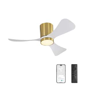 MLiAN 42 in. Dimmable Smart LED Indoor White 3-Blades Ceiling Fan with ...