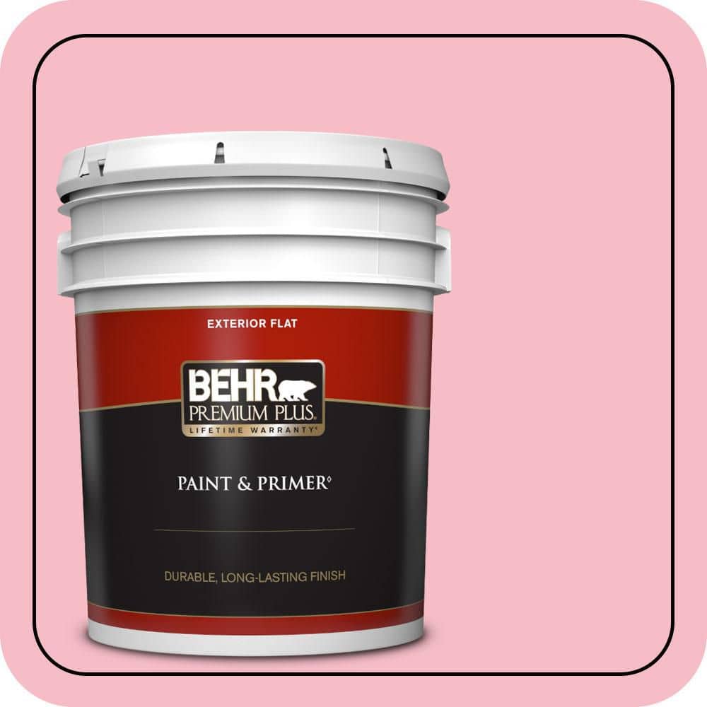 BEHR PREMIUM PLUS 5 gal. #120C-2 Pink Punch Flat Exterior Paint ...