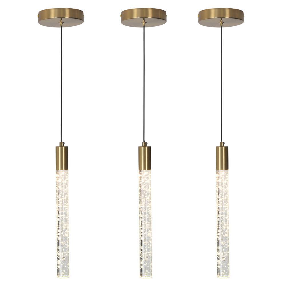 UMEILUCE LED 6-Watt 1-Light Brass Mini Pendant Light for Kitchen Island ...