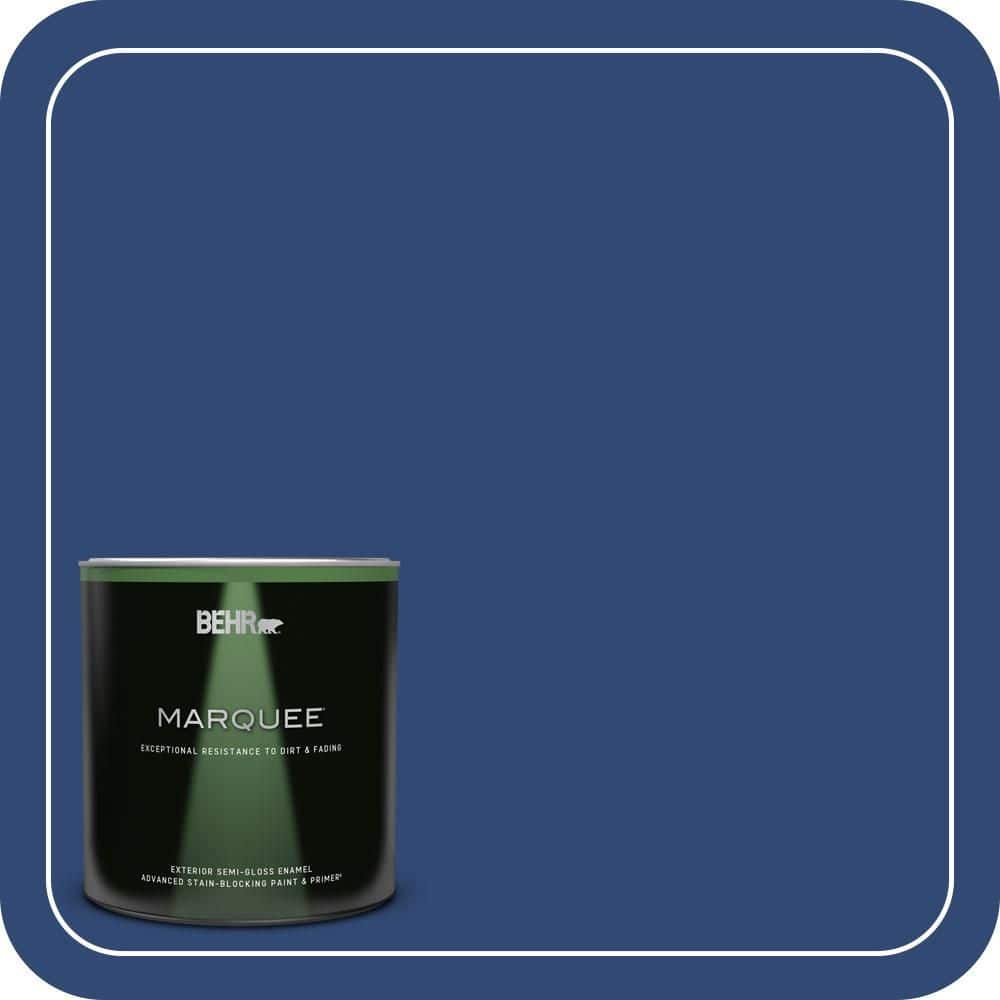 BEHR MARQUEE 1 qt. #S-H-580 Navy Blue Semi-Gloss Enamel Exterior Paint ...