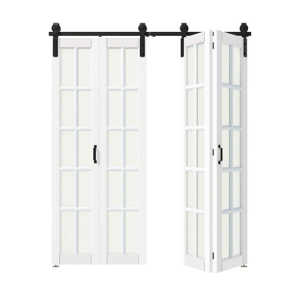 TENONER 60in x 84in 10 Lite, Frosted Glass, White, MDF, Bi-Fold Style ...