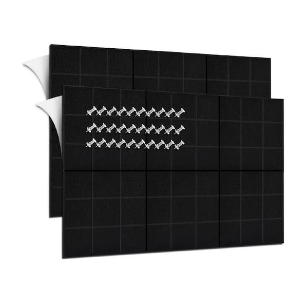 12 Pcs 36 in. x 47 in. Black Felt Framed Memo Board for Home Office ...