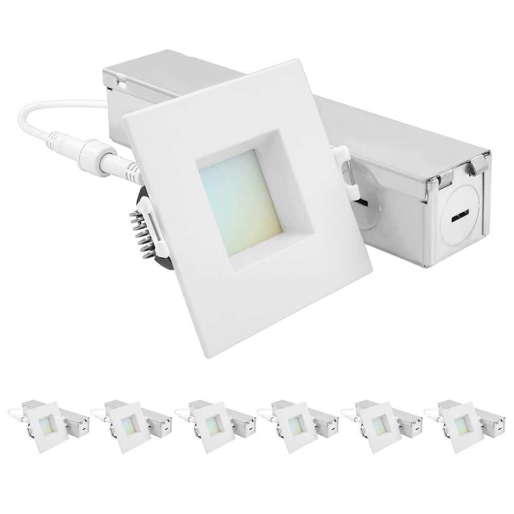 LUXRITE 2 in. Square Integrated LED Recessed Light J-Box 8-Watt 5 CCT ...