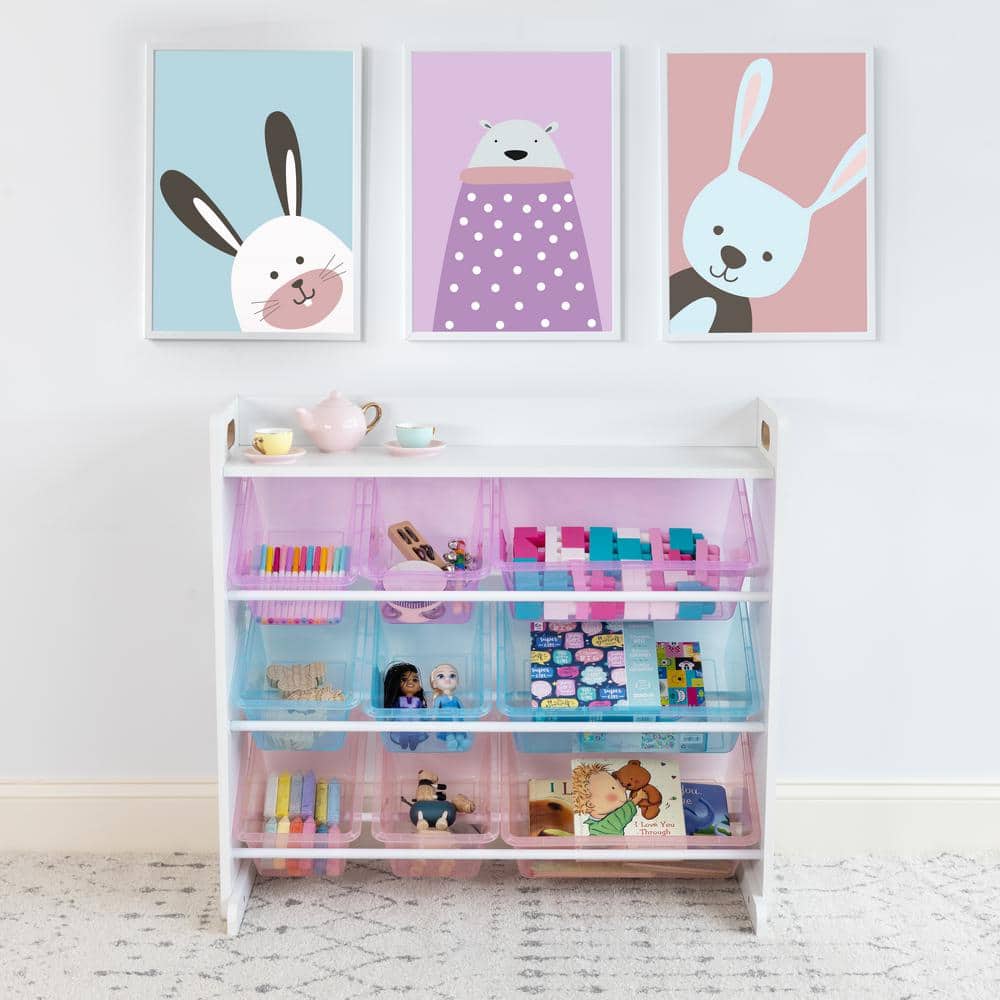 Humble Crew Unicorn Pink/Purple Toy Kids Storage Organizer with Shelf ...