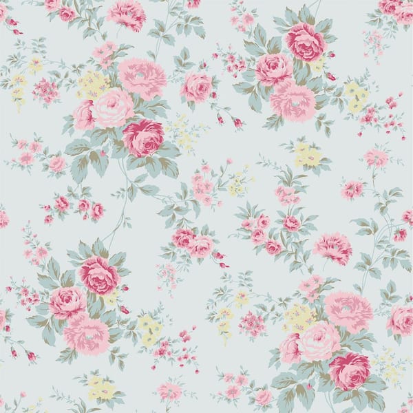 Shabby Chic Wildflower Blue Wallpaper 125133 - The Home Depot