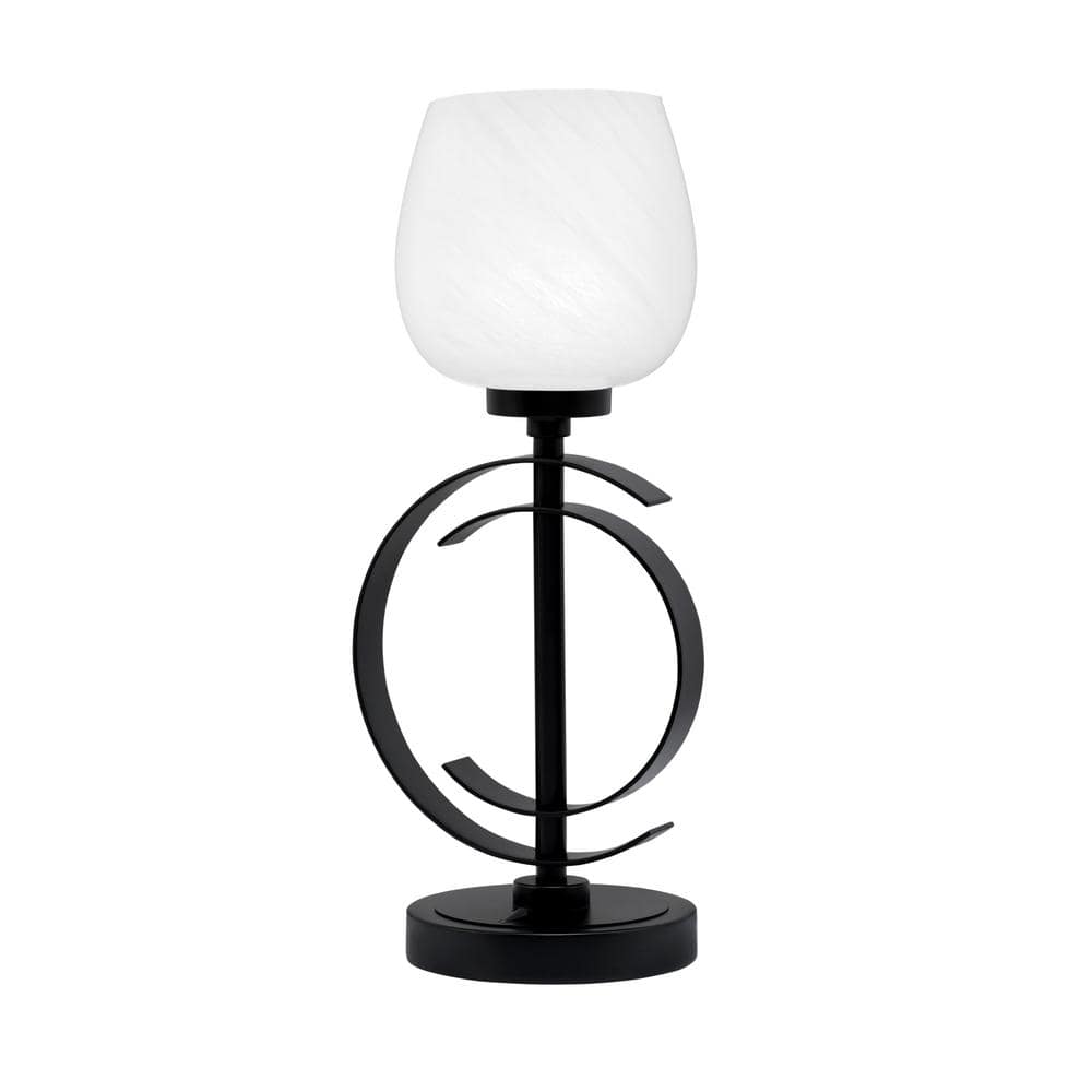 Delgado 17.25 in. Matte Black Piano Desk Lamp with White Marble Glass ...