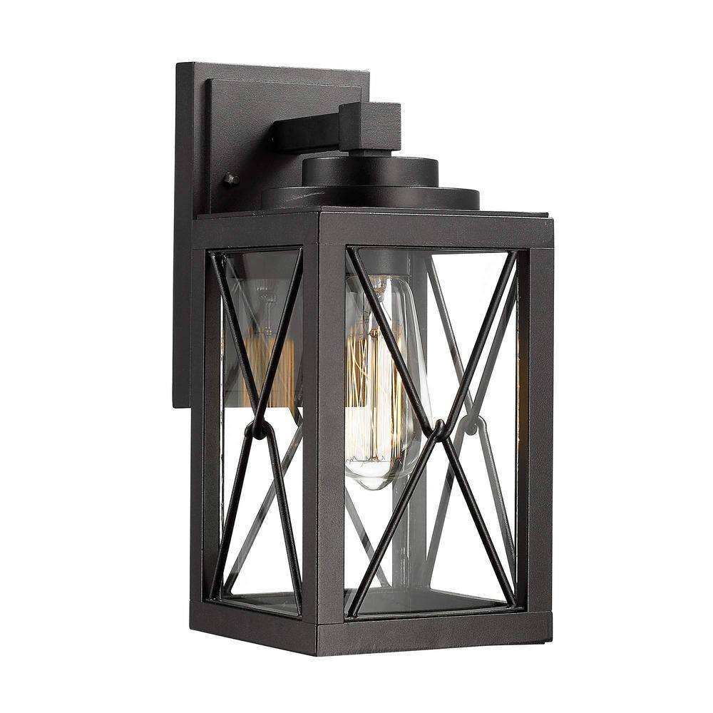 JAZAVA Black Outdoor Exterior Weather Resistant Wall Sconce Hardwired ...