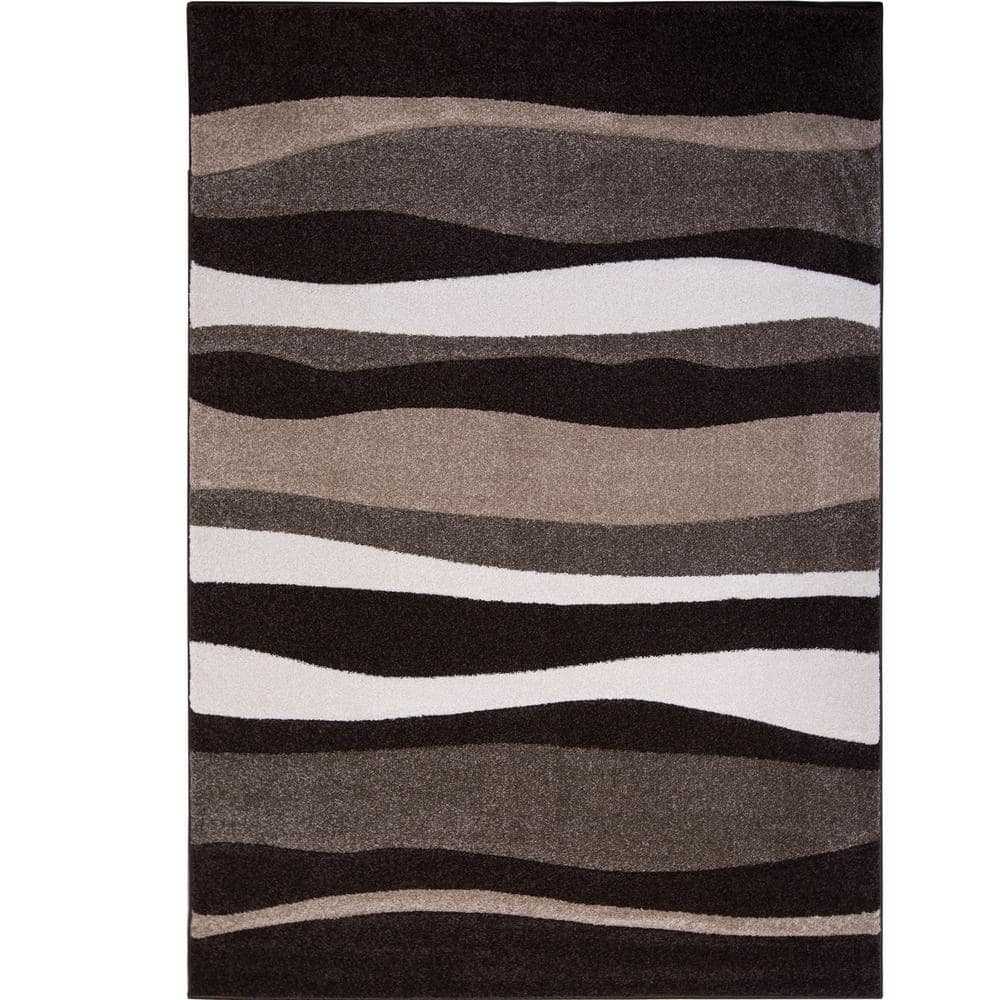 PRIVATE BRAND UNBRANDED Bazaar Zag Brown 5 ft. x 7 ft. Striped Area Rug ...